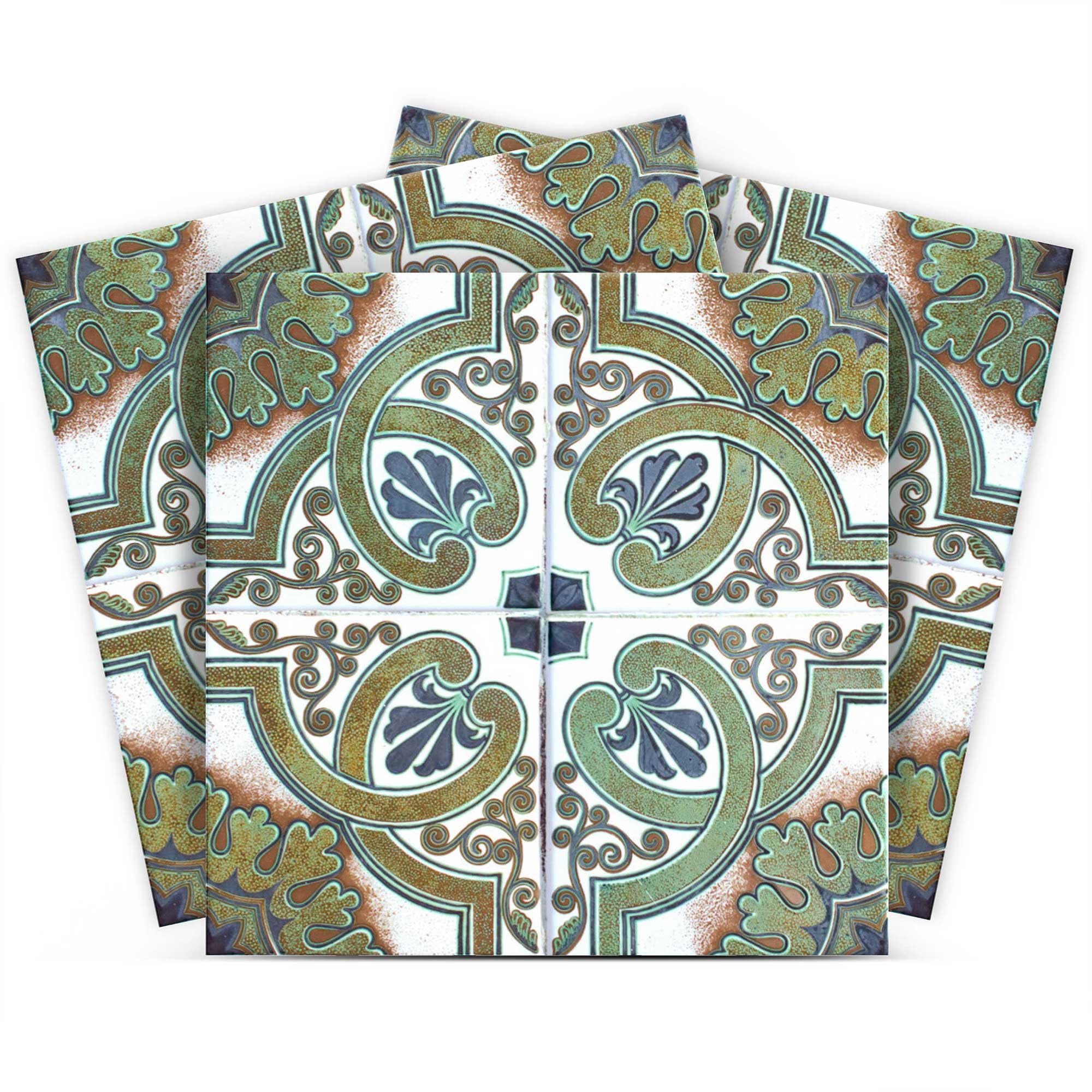 Mi Alma Tile Stickers 24 pcs Talavera Wall Stencils Wall Stickers Peel ...