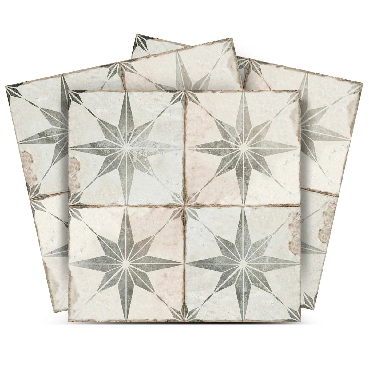 Mi Alma Vinyl Backsplash Decor - Light Gray Star Shaped Peel & Stick ...