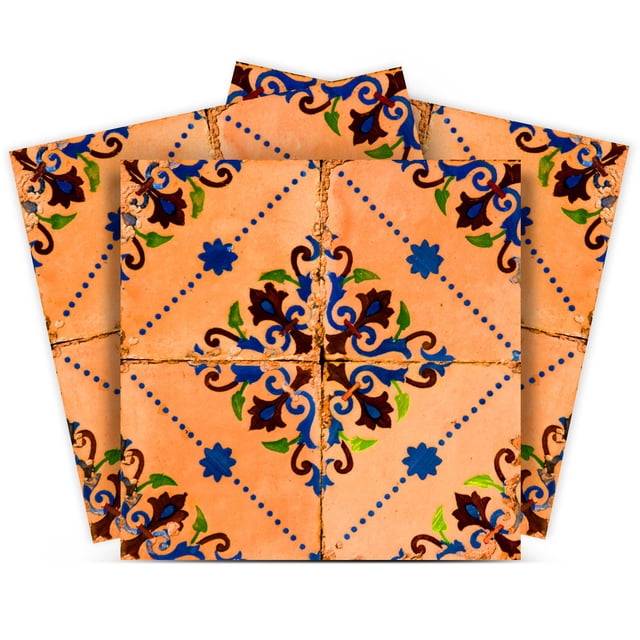 Mi Alma Vinyl Backsplash Decor - Orange Spanish Peel & Stick Tiles 6x6 ...