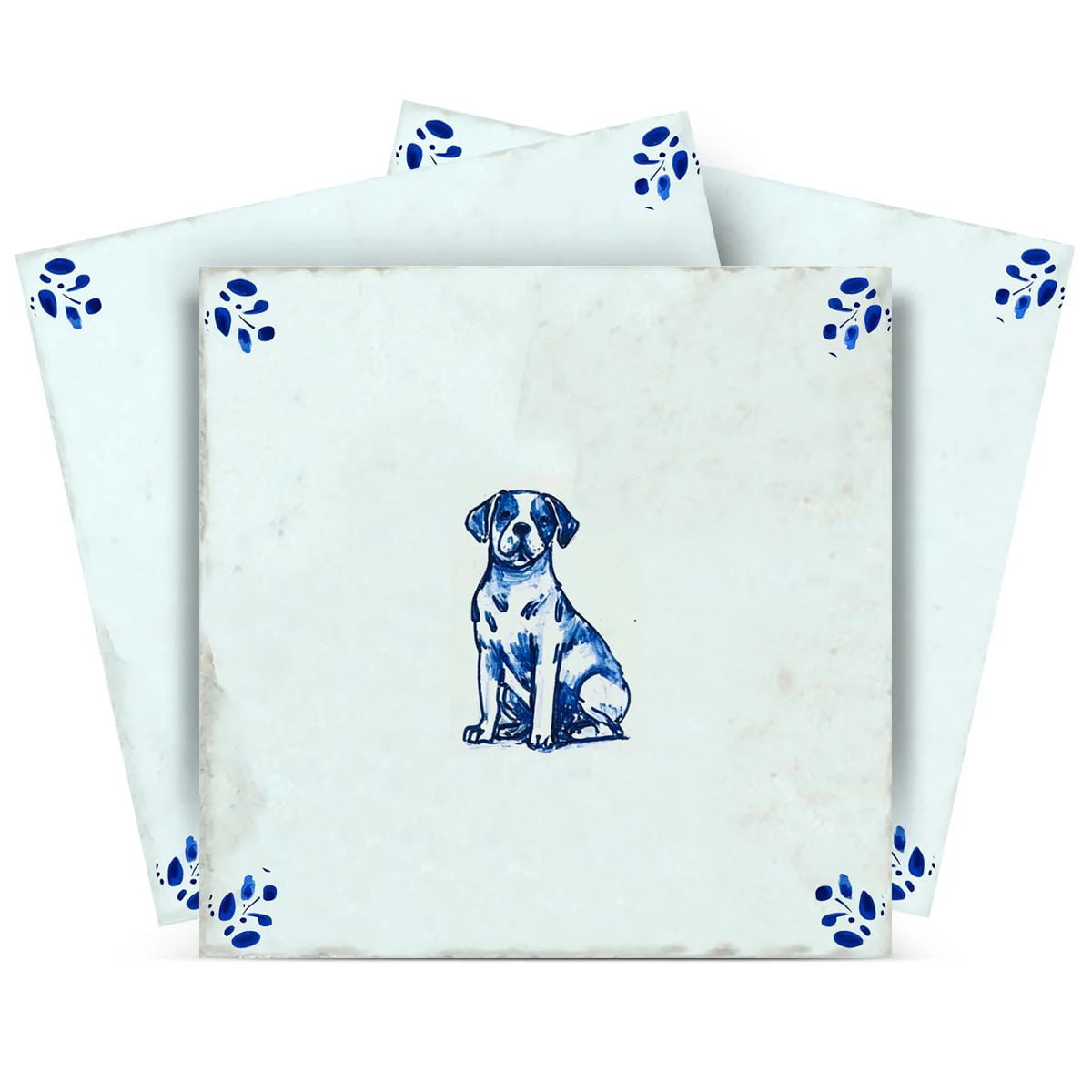 Mi Alma Vinyl Backsplash Decor - Vintage Blue Dog Peel & Stick Tiles ...