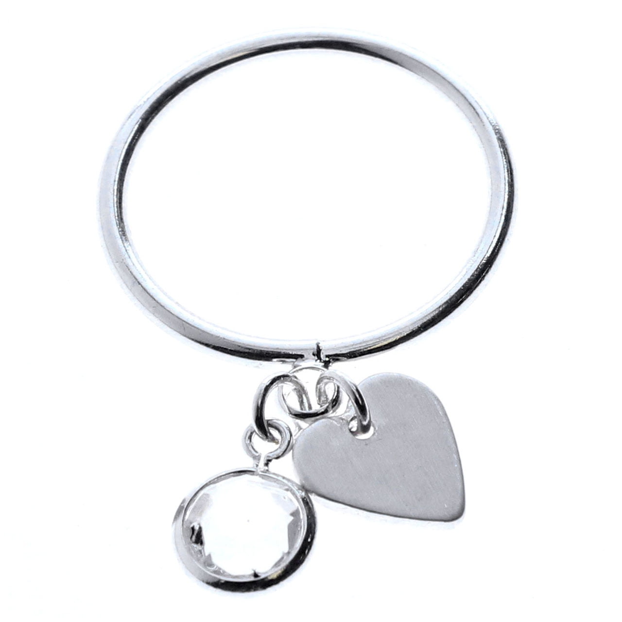 Mi Amore Heart Crystal Charms Sized-Ring Silver-Tone/Clear Size 8.00 ...