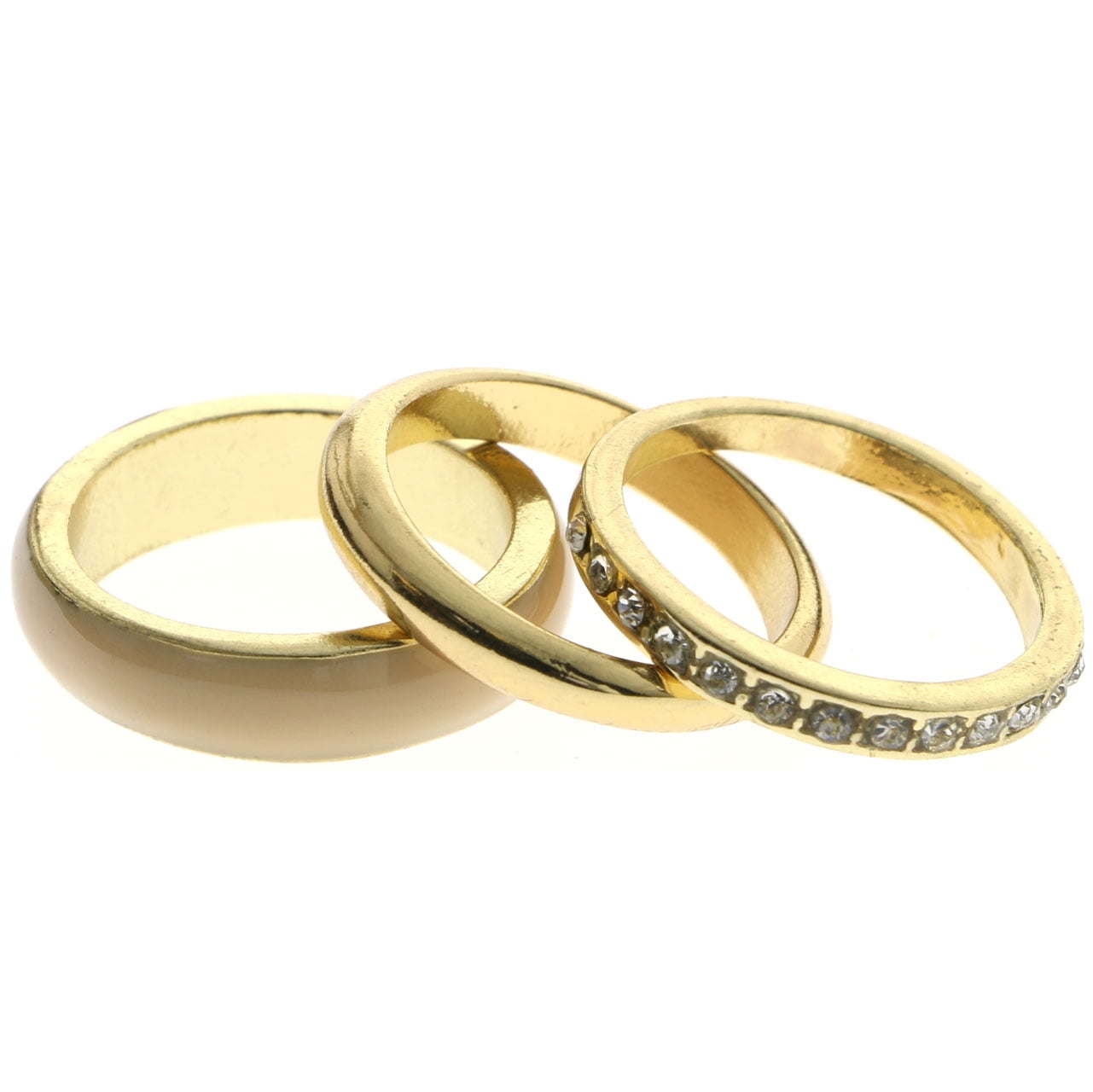 Mi Amore Stackable Crystal Multiple-Ring-Set Gold-Tone & Pink Size 8.00 ...