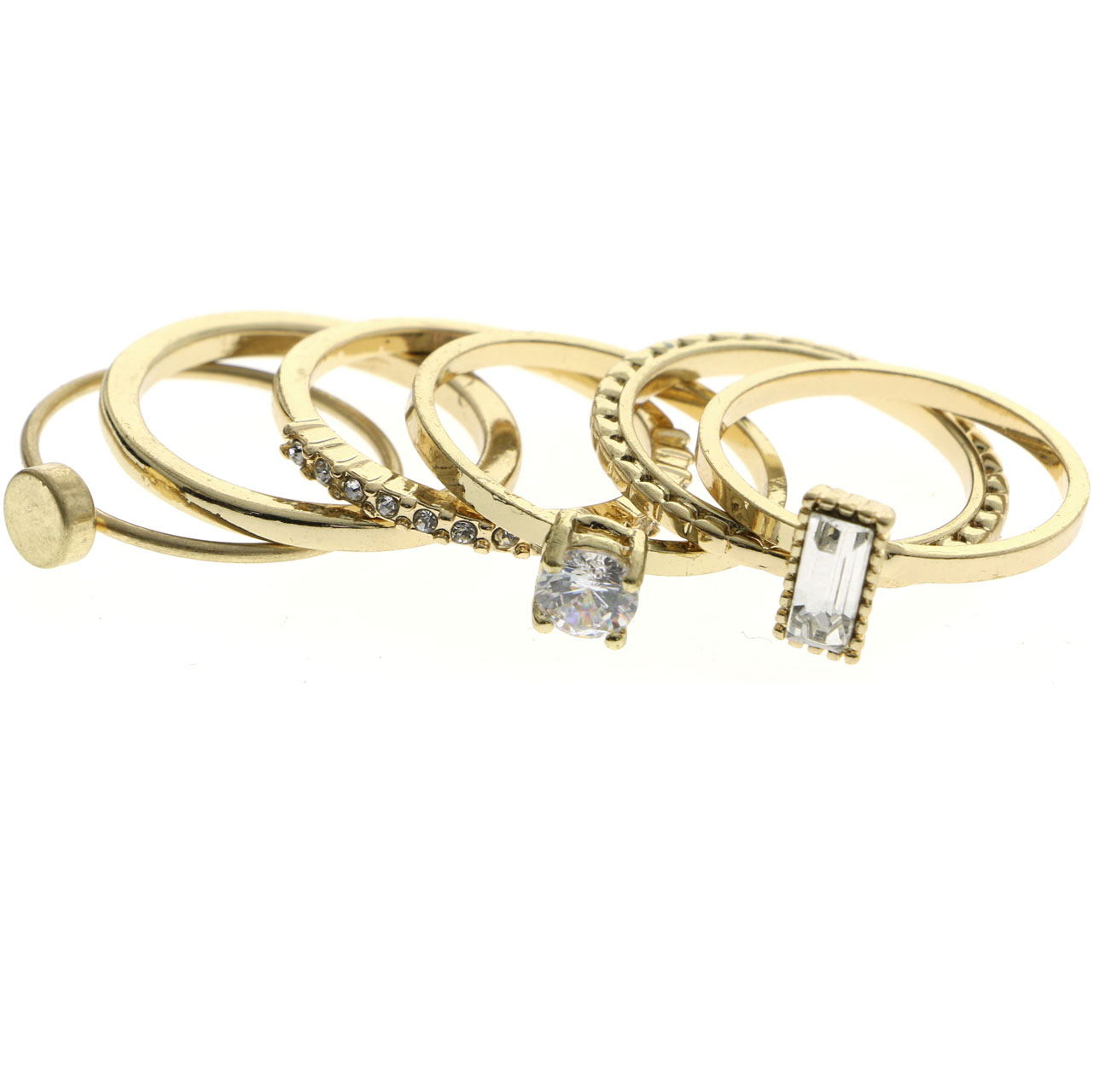 Mi Amore Stackable Crystal Multiple-Ring-Set Gold-Tone Size 9.00 ...
