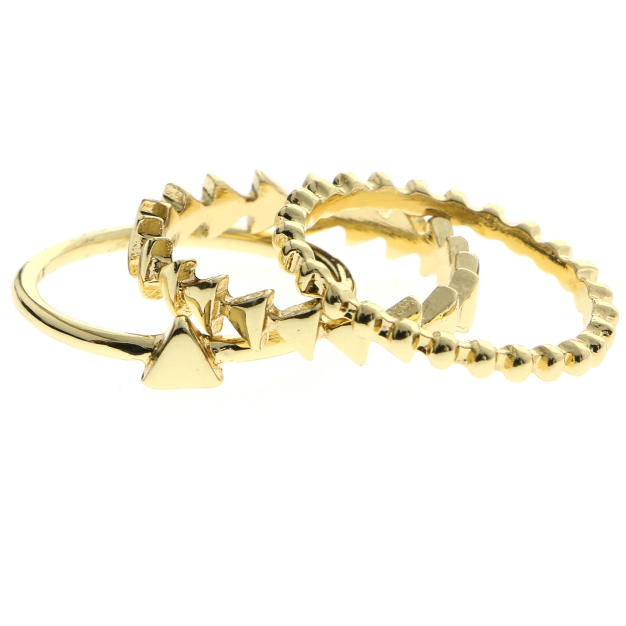 Mi Amore Stackable Triangle Shape Design Multiple-Ring-Set Gold-Tone ...