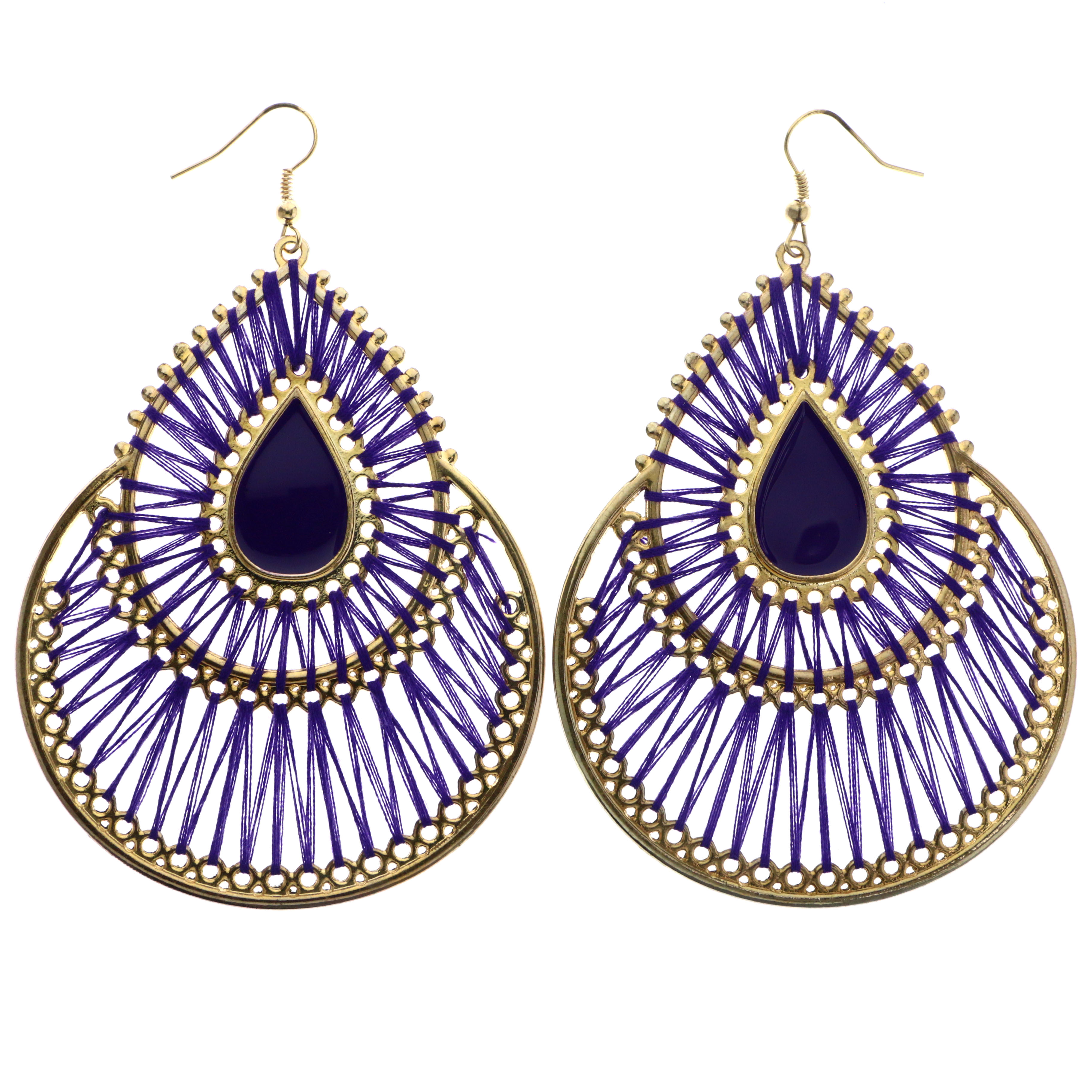 Mi Amore String Art Dangle-Earrings Purple/Gold-Tone - Walmart.com