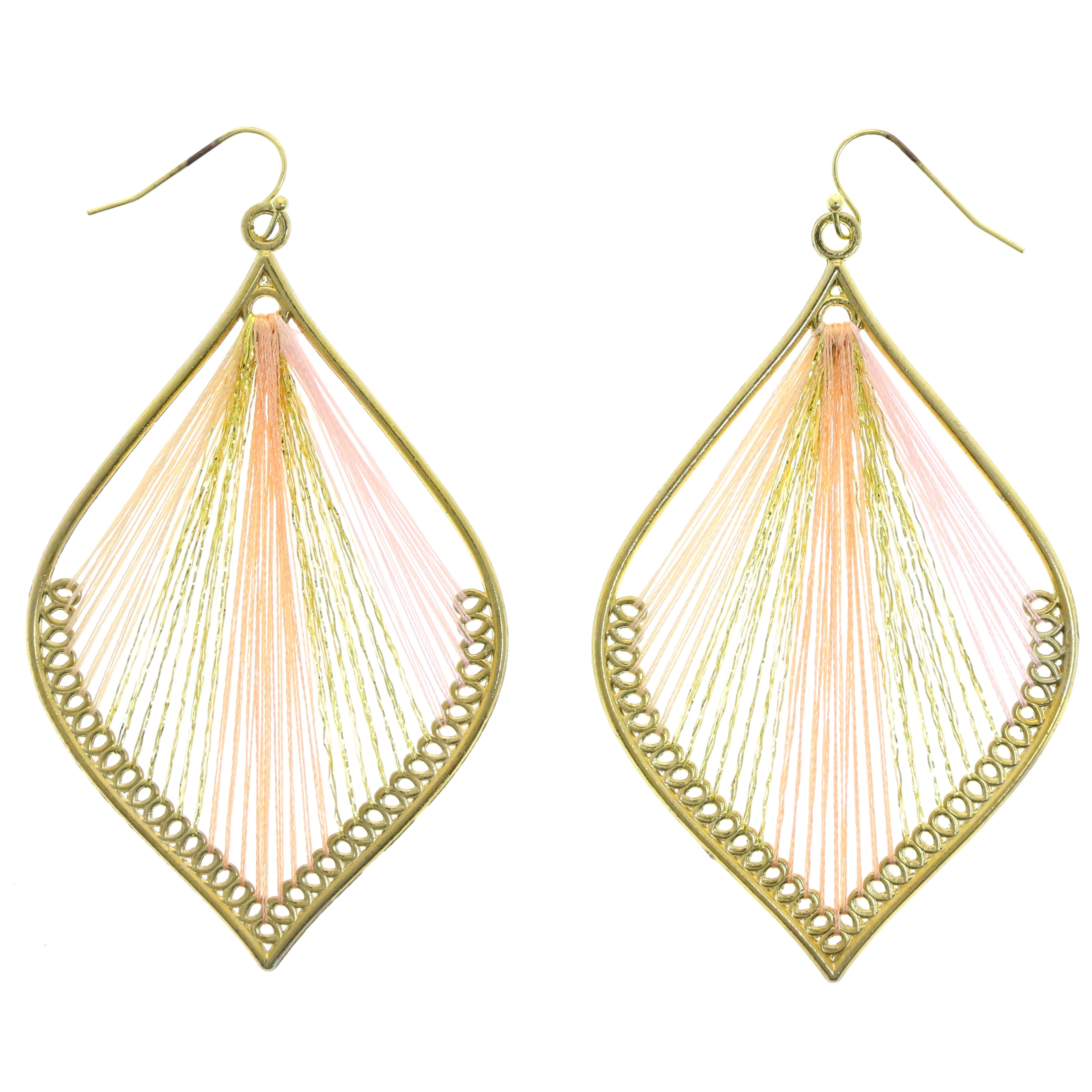 Mi Amore String art Dangle-Earrings Gold-Tone/Pink - Walmart.com