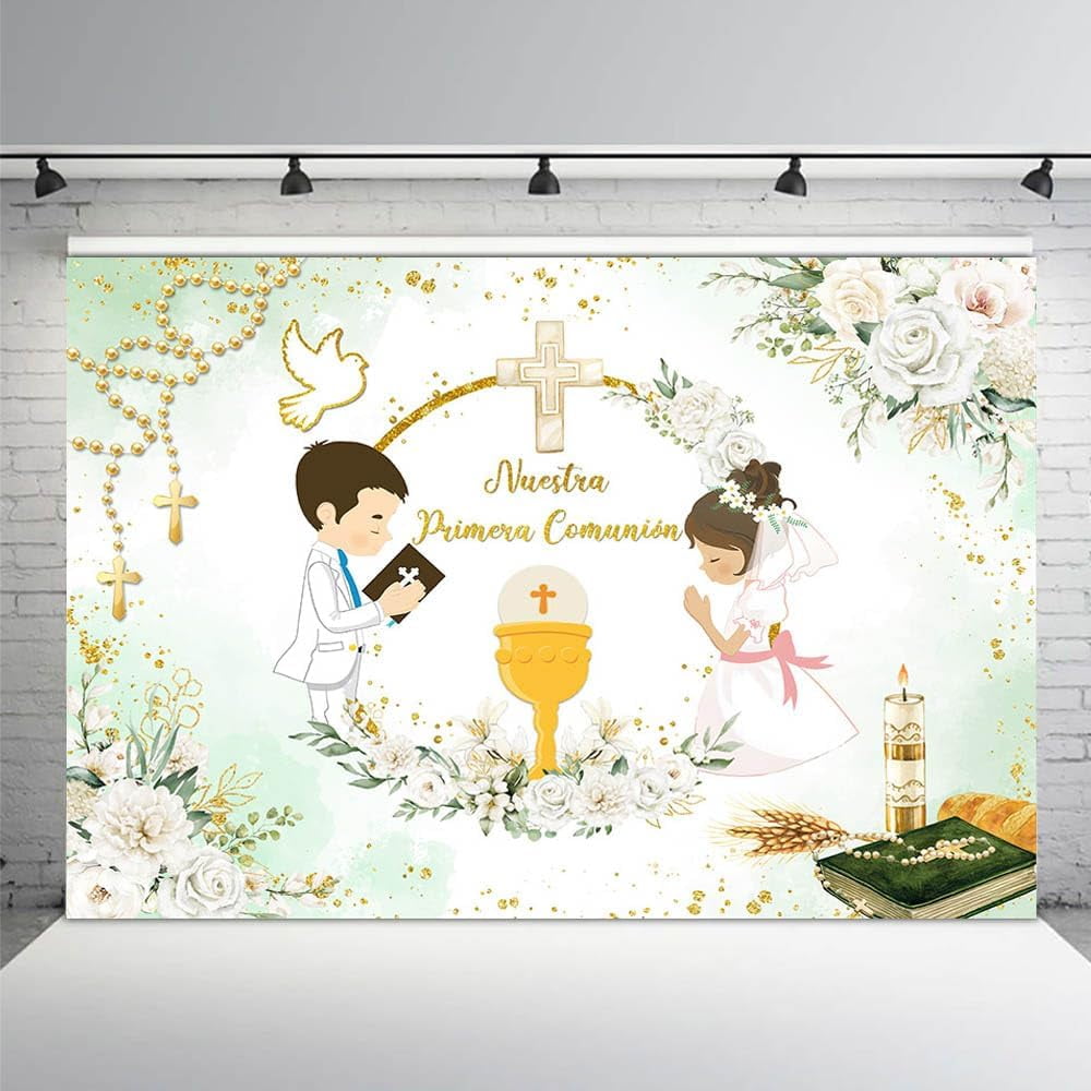 Mi Baptism Backdrop Nuestra Primera Comunion Christening Photography ...