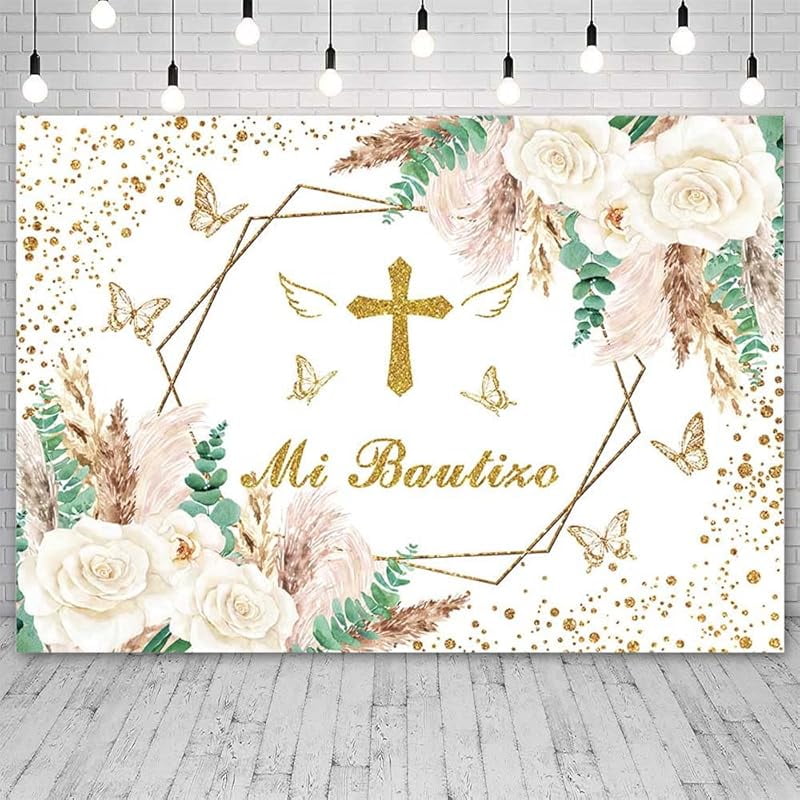 Mi Bautizo Backdrop Mexican Baptism God Bless Party Decorations First ...