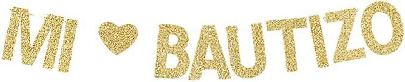 Mi Bautizo Banner, Gold Gliter Paper Sign for Baby Baptism/Christening ...