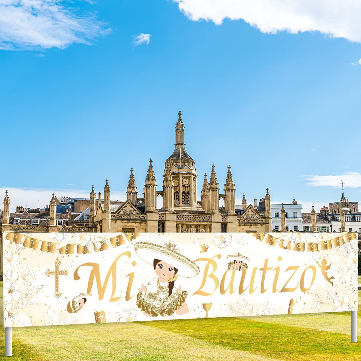 Mi Bautizo Banner Indoor Outdoor Decor God Bless Boy First Holy ...