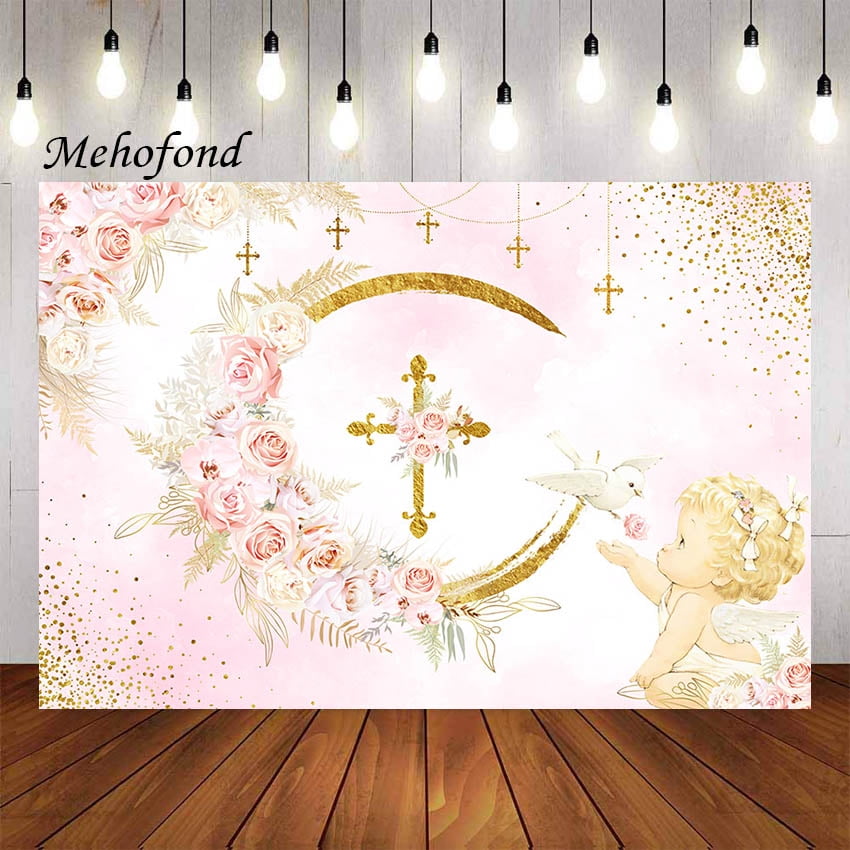 Mi Bautizo Boho Floral Baptism God Bless Christening Party Girl Angel r ...