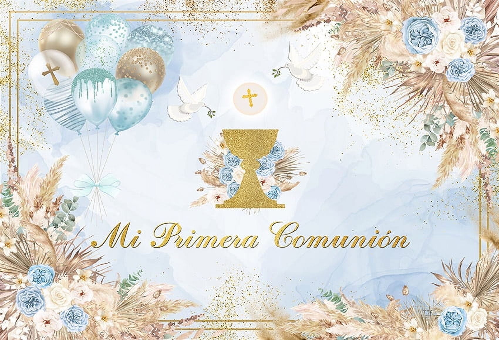 Mi Bautizo Boho Pink Floral Baptism God Bless First Holy Communion r Photo Backdrop Studio ...