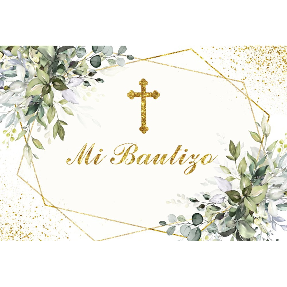 Mi Bautizo Newborn Photography Backdrop Custom Golden Cross God Bless ...