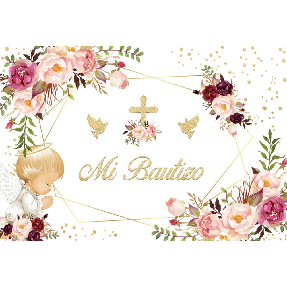 Mi Bautizo Newborn Photography Backdrop Custom Golden Cross God Bless ...