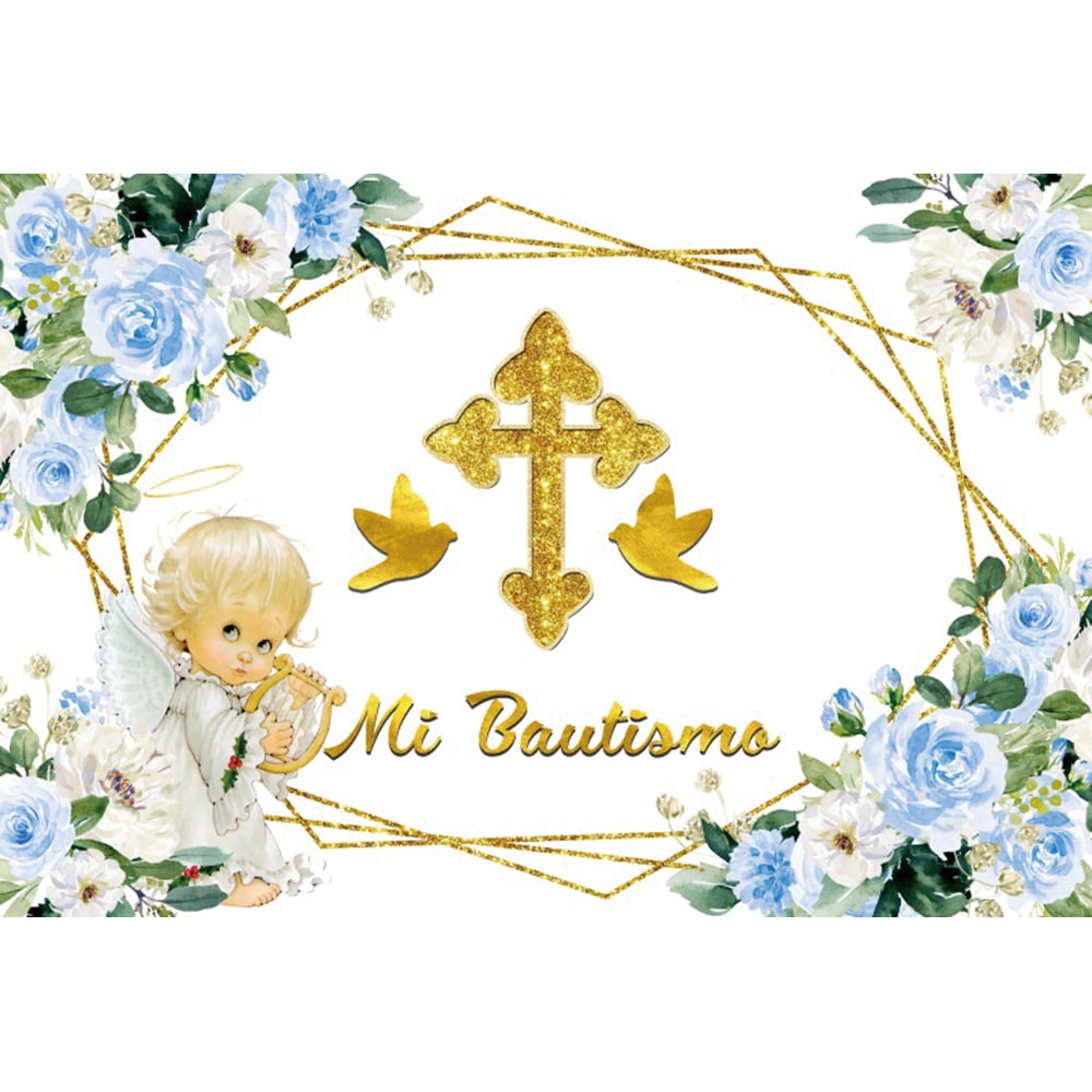 Mi Bautizo Newborn Photography Backdrop Custom Golden Cross God Bless ...