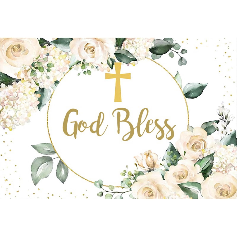 Mi Bautizo Newborn Photography Backdrop Custom Golden Cross God Bless ...