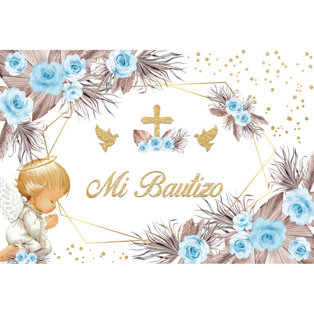 Mi Bautizo Newborn Photography Backdrop Custom Golden Cross God Bless ...
