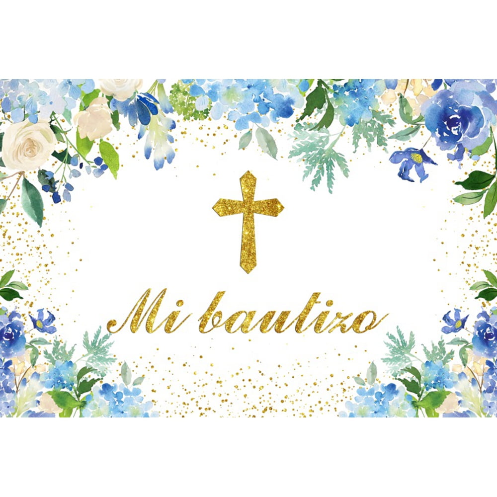 Mi Bautizo Newborn Photography Backdrop Custom Golden Cross God Bless ...