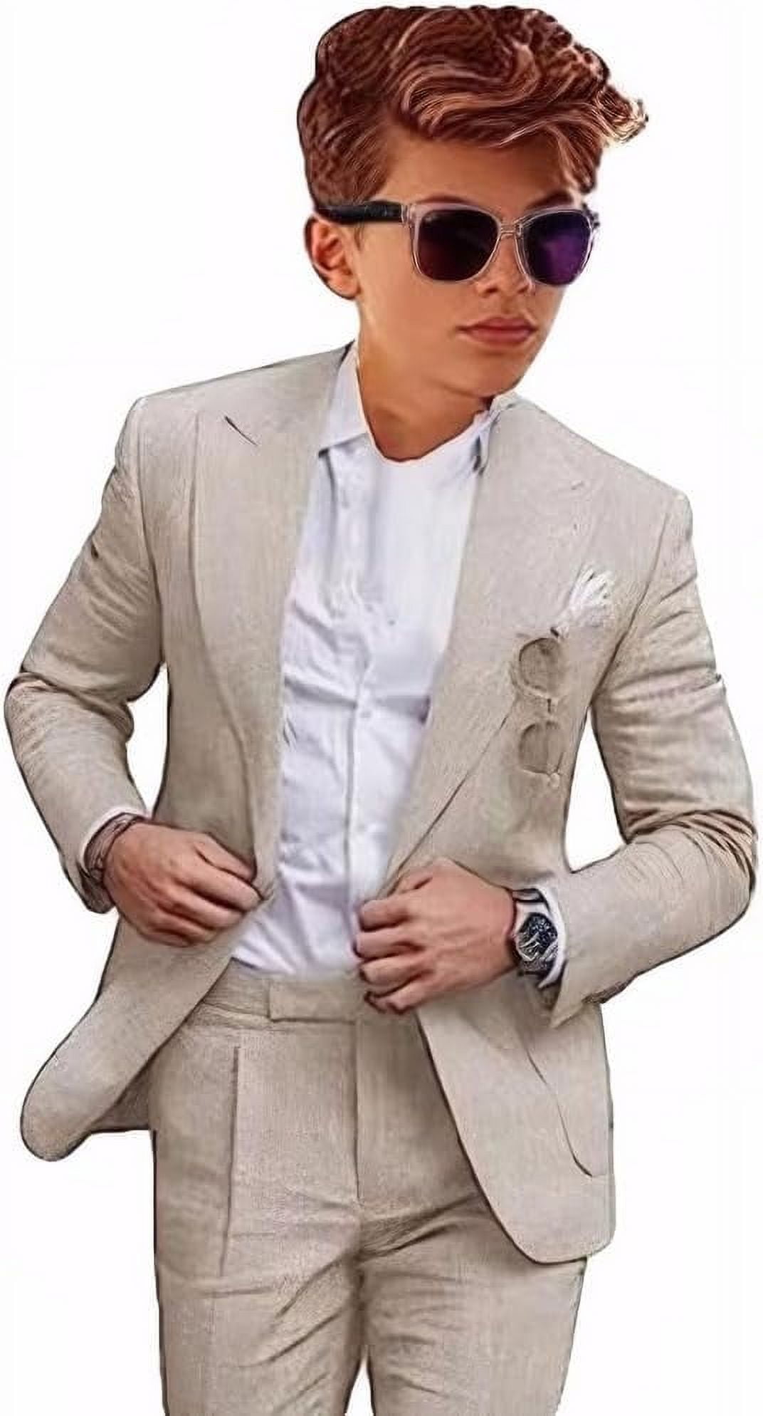 Boys Linen Suit for Wedding 2 PC Kids Linen Suit for Summer Boys Formal ...