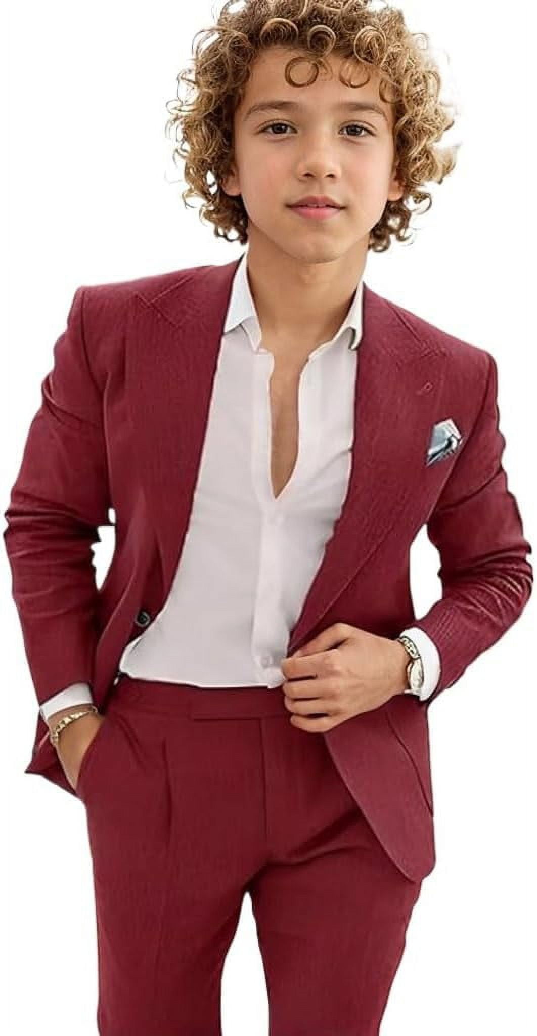 Mi Bo Tong Boys Linen Suit for Wedding 2 PC Kids Linen Suit for Summer ...