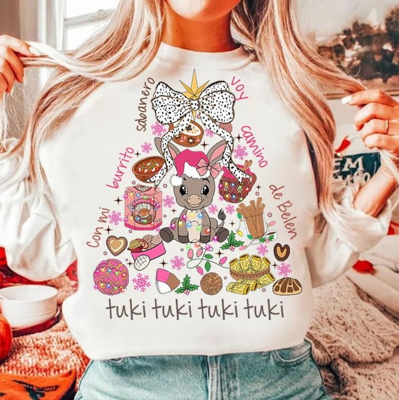 Mi Burrito Sabanero Christmas Sweatshirt, Tuki Tuki Donkey Latino Shirt, Feliz Navidad Coquette ...
