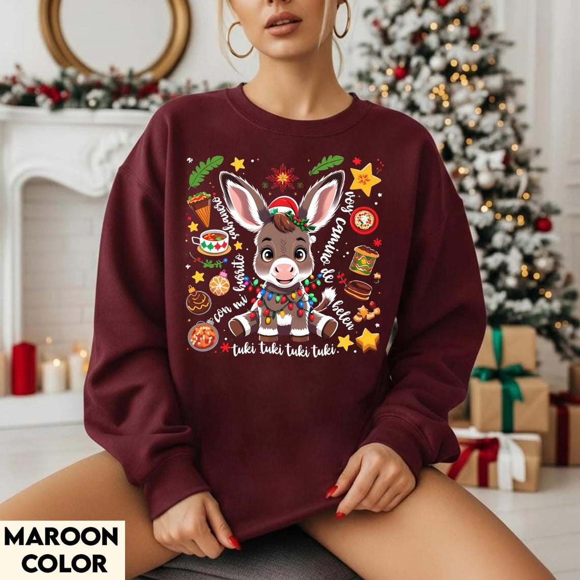 Mi Burrito Sabanero Mexican Winter Holiday Sweatshirt, Feliz Navidad ...