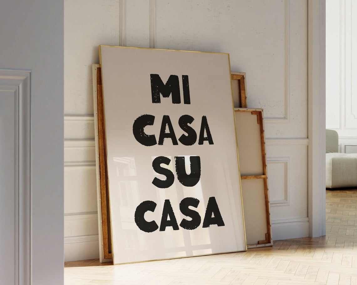 Mi Casa Su Casa Print, Retro Spanish Quote Wall Art, Unframed Canvas ...