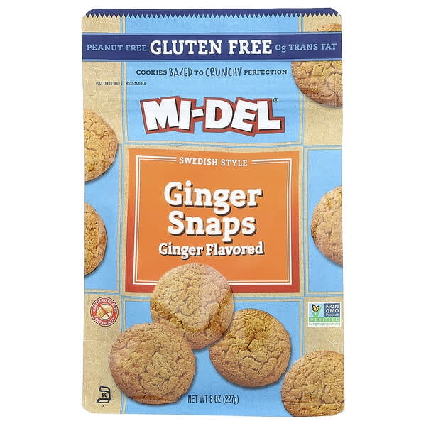 Mi-Del Cookies, Swedish Style Ginger Snaps, Ginger , 8 oz Pack of 4 ...