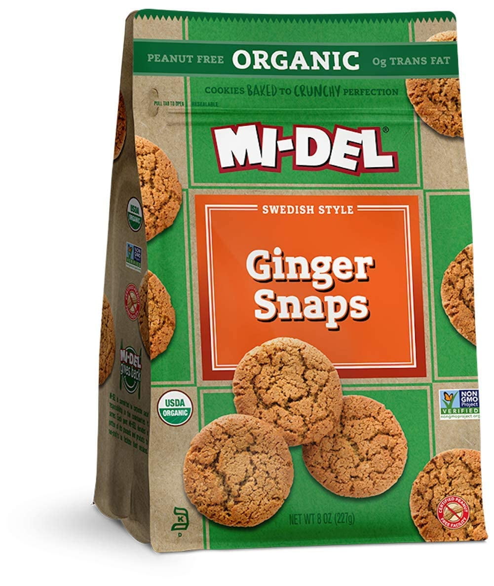 Mi-Del Organic Ginger Snaps DPF11 Cookies - Authentic Ginger Flavor ...