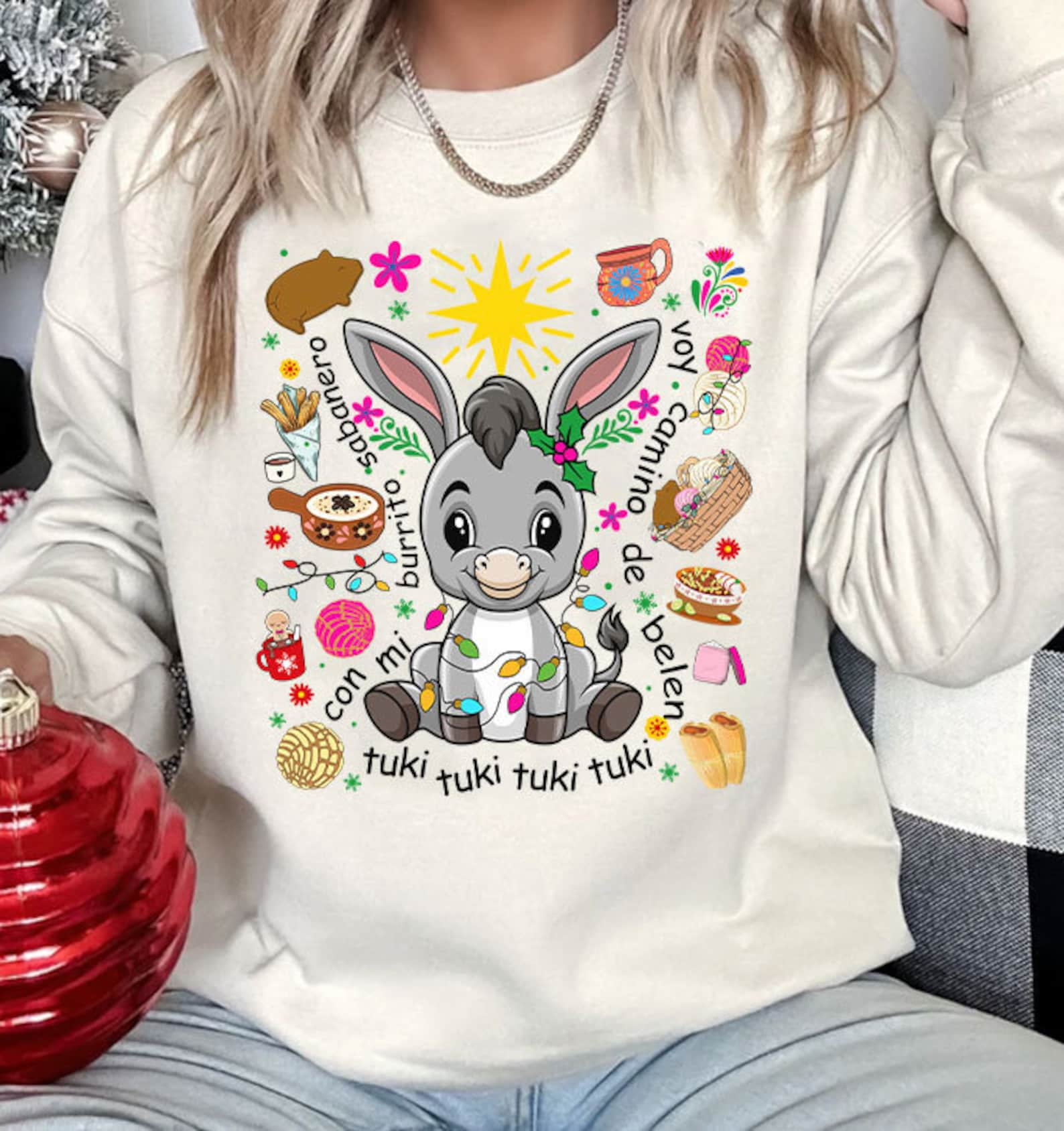 Mi Donkey Mexican Concha Sweatshirt, Feliz Navidad Sweatshirt, Tuki ...