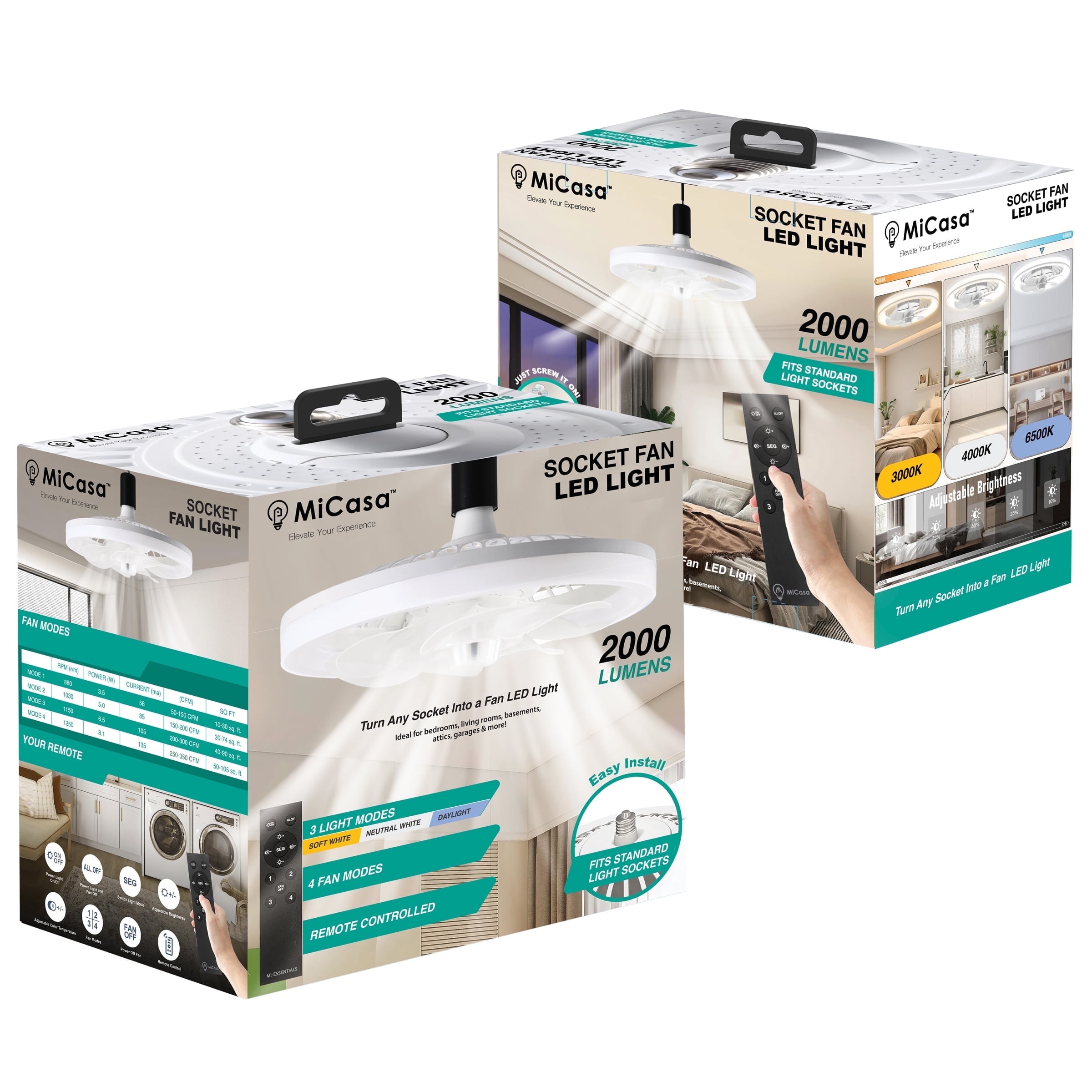 VISCO MEN-SFL-WHT MI Essentials Socket Fan Ledx Light - Walmart.com
