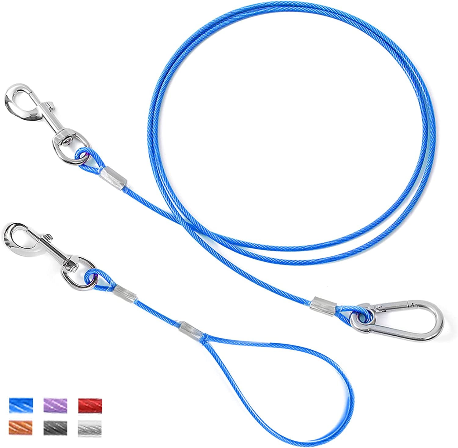 Mi Metty 5FT Chew Proof Steel Dog Leash with Detachable Handle, Heavy ...