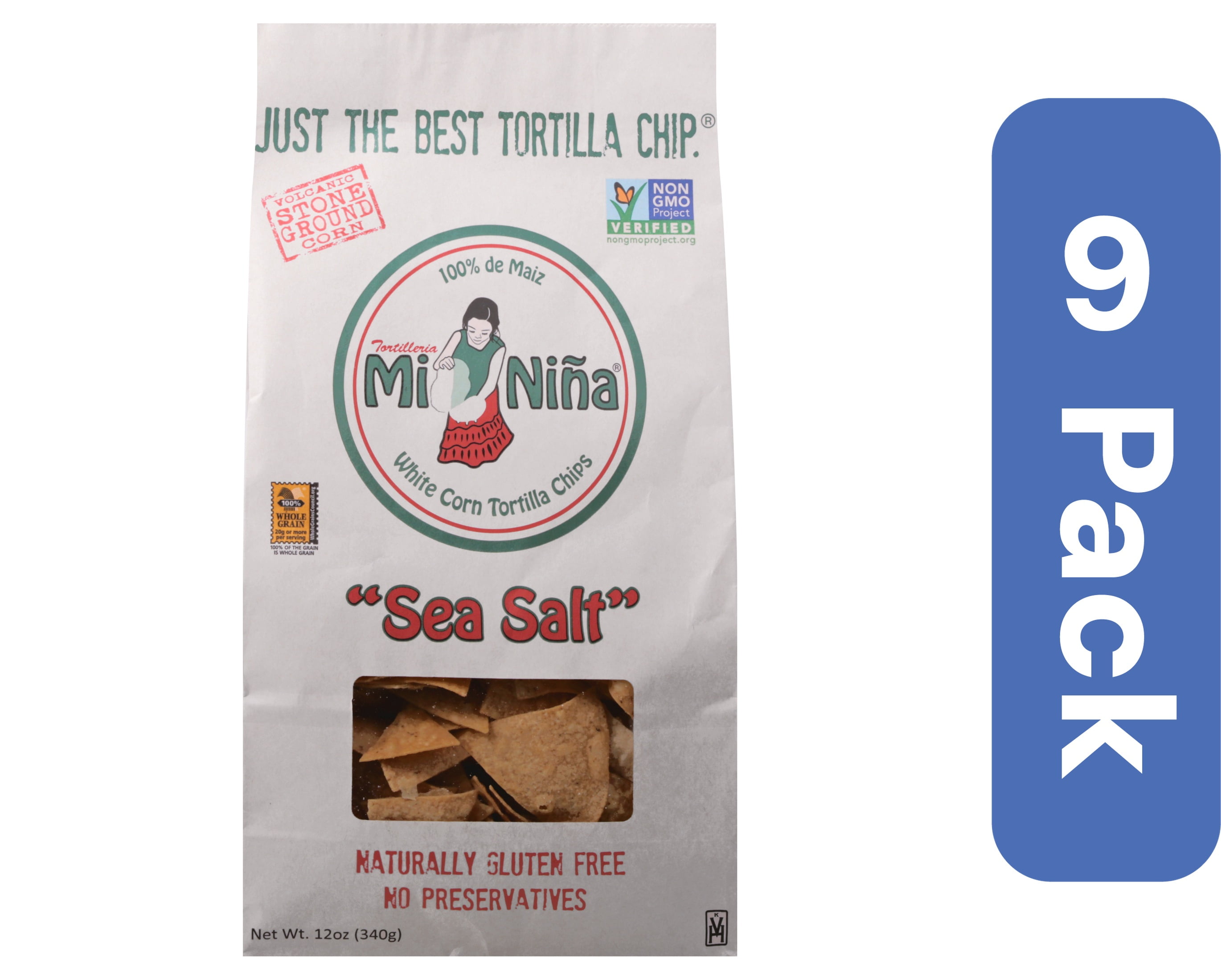 Mi Nina Tortilla Chips Sea Salt 12 oz (Pack of 9) - Walmart.com