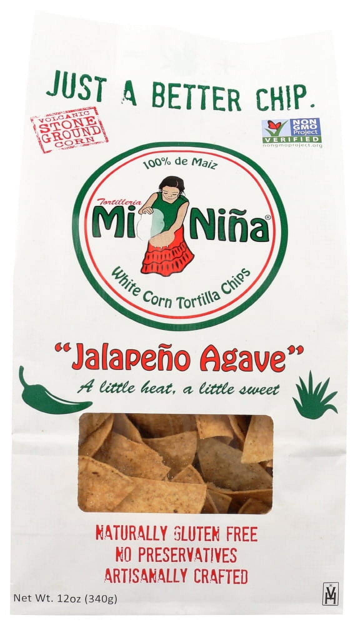 Mi Nina White Corn Tortilla Chips With Jalapeno Aguave , 12 oz ...
