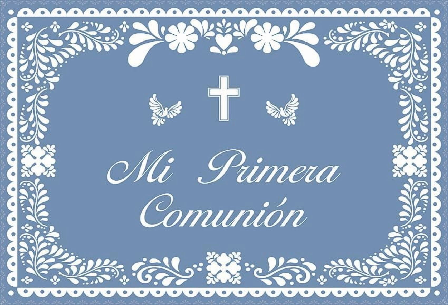 Mi Primera Comunión Backdrop for Boys Blue Mexican Baptism Party ...