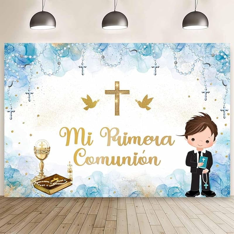 Mi Primera Comunión Backdrop Watercolor Baptism Photography Background ...