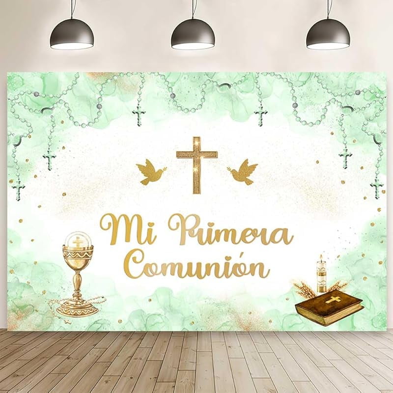 Mi Primera Comunión Backdrop Watercolor Baptism Photography Background ...