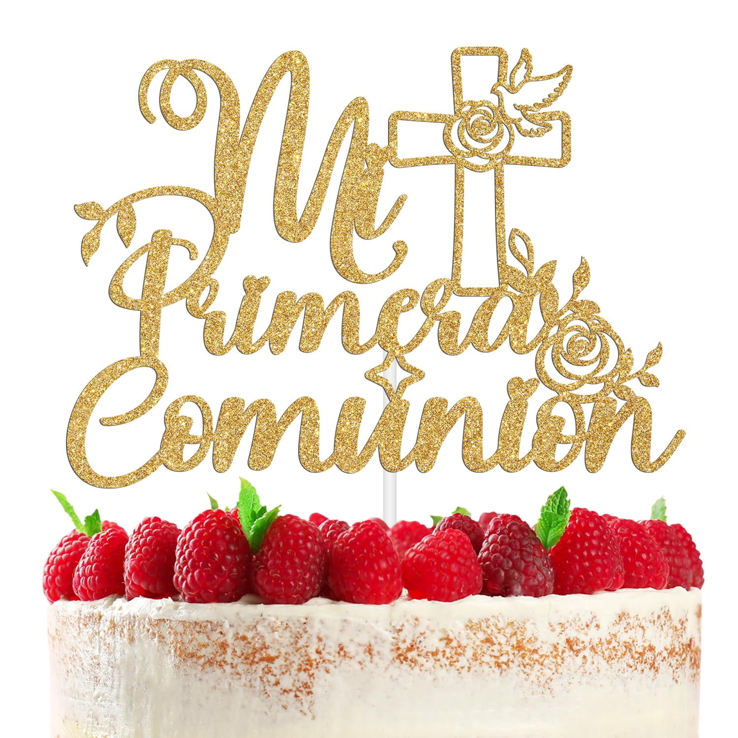 Mi Primera Comunión Cake Topper, Spanish Cross MDH1Baptism Cake Decor ...