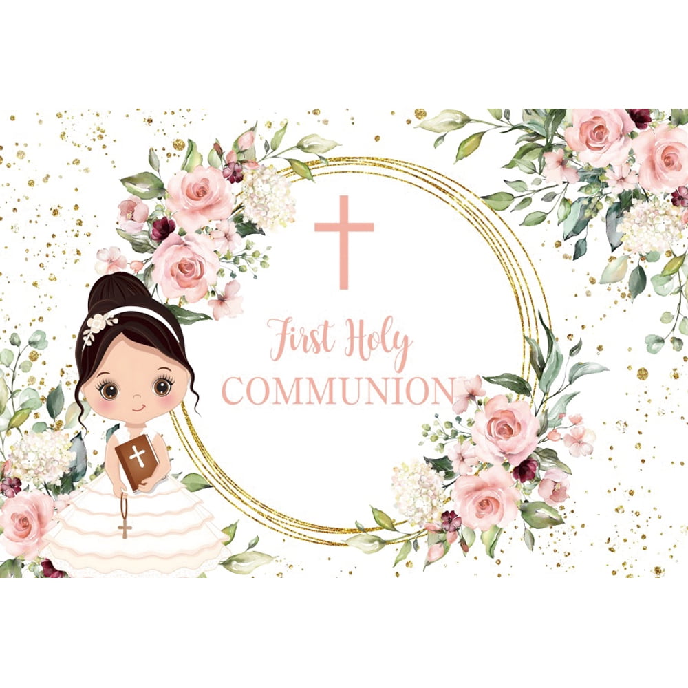 Mi Primera Comunión Photography Background Girl Baptism Cross Holy ...