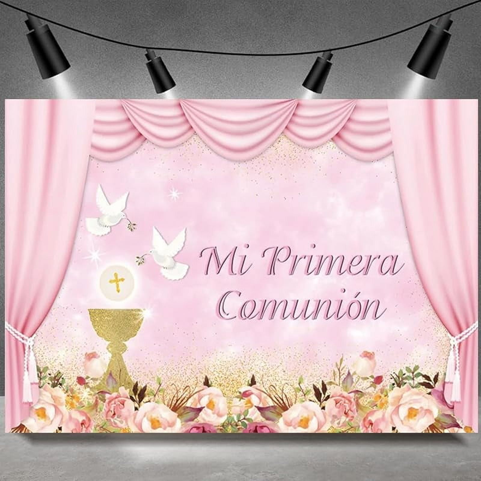 Mi Primera Comunión Photography Background God Bless Grail Dove Baptism ...