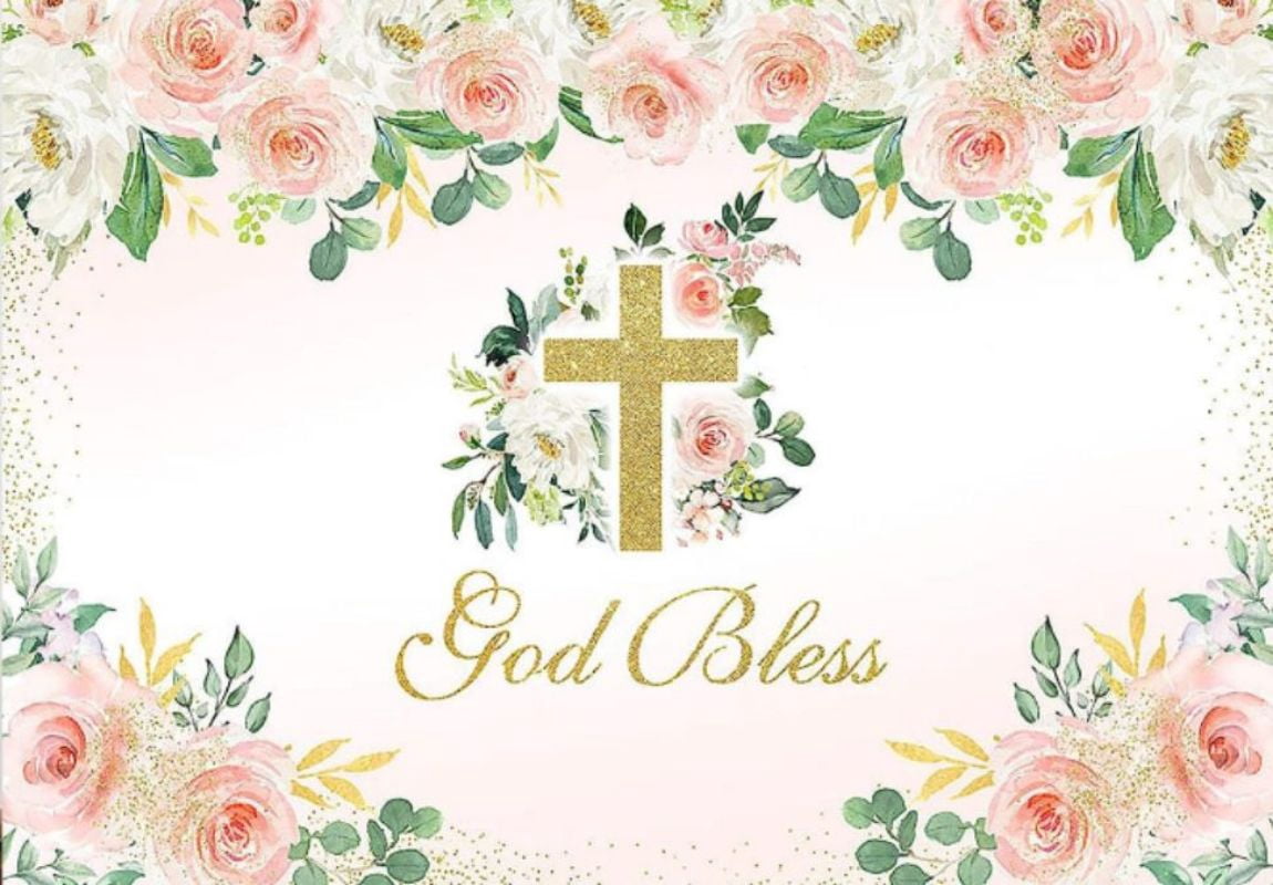Mi Primera Comunion Backdrop Baptism God Bless Christening Photography ...
