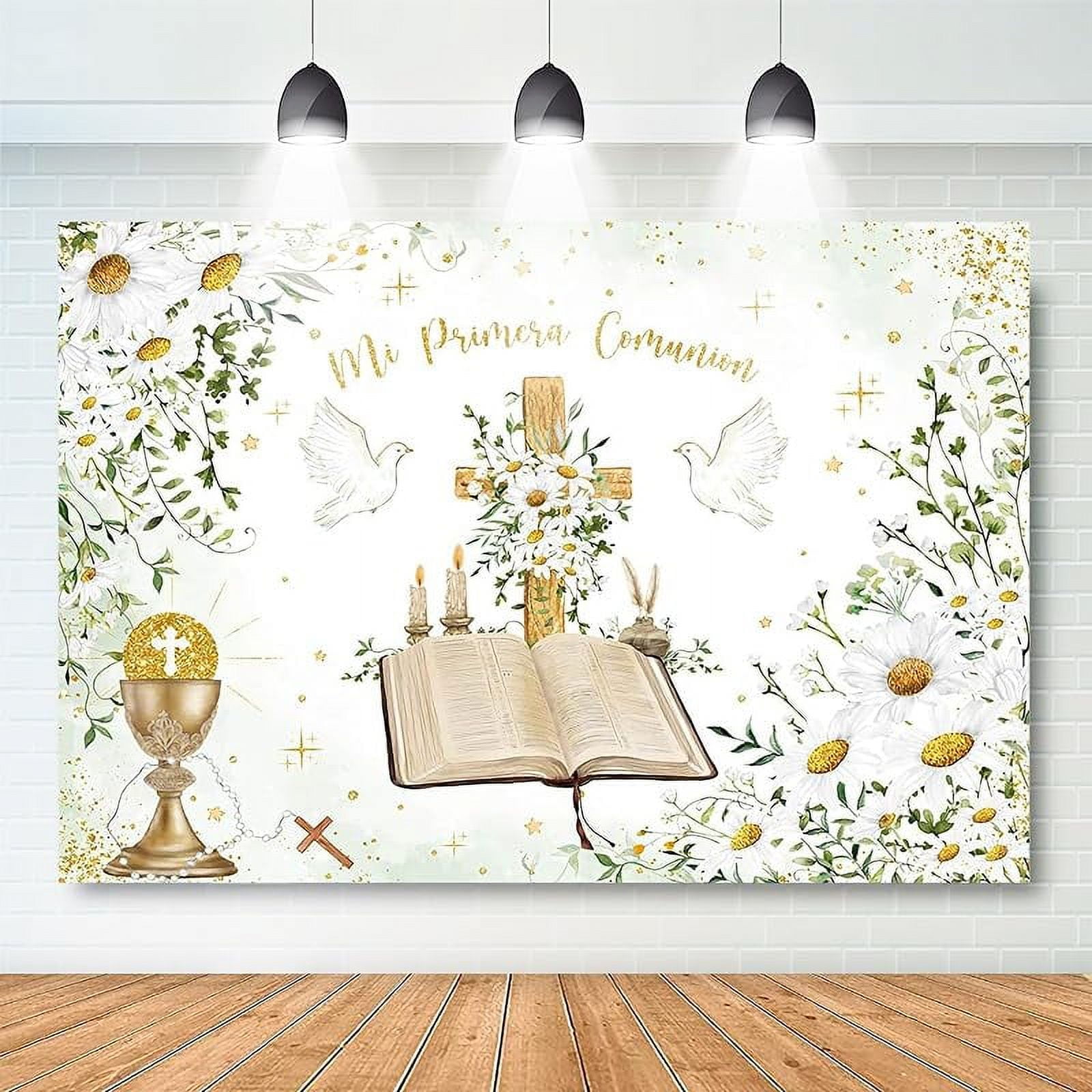 Mi Primera Comunion Backdrop First Holy Communion Baptism Party ...