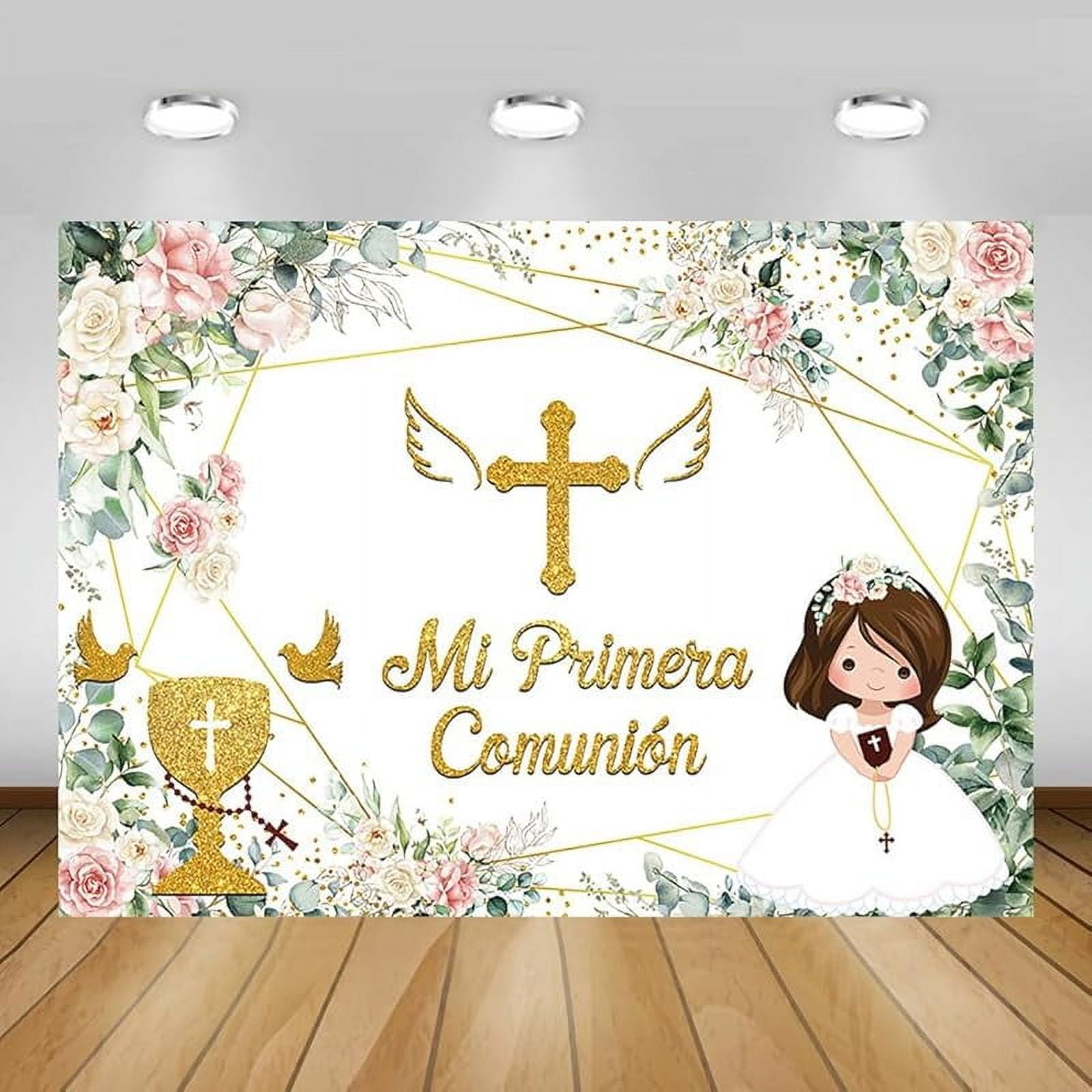 Mi Primera Comunion Backdrop Girls Baptism Party Decor Christening ...