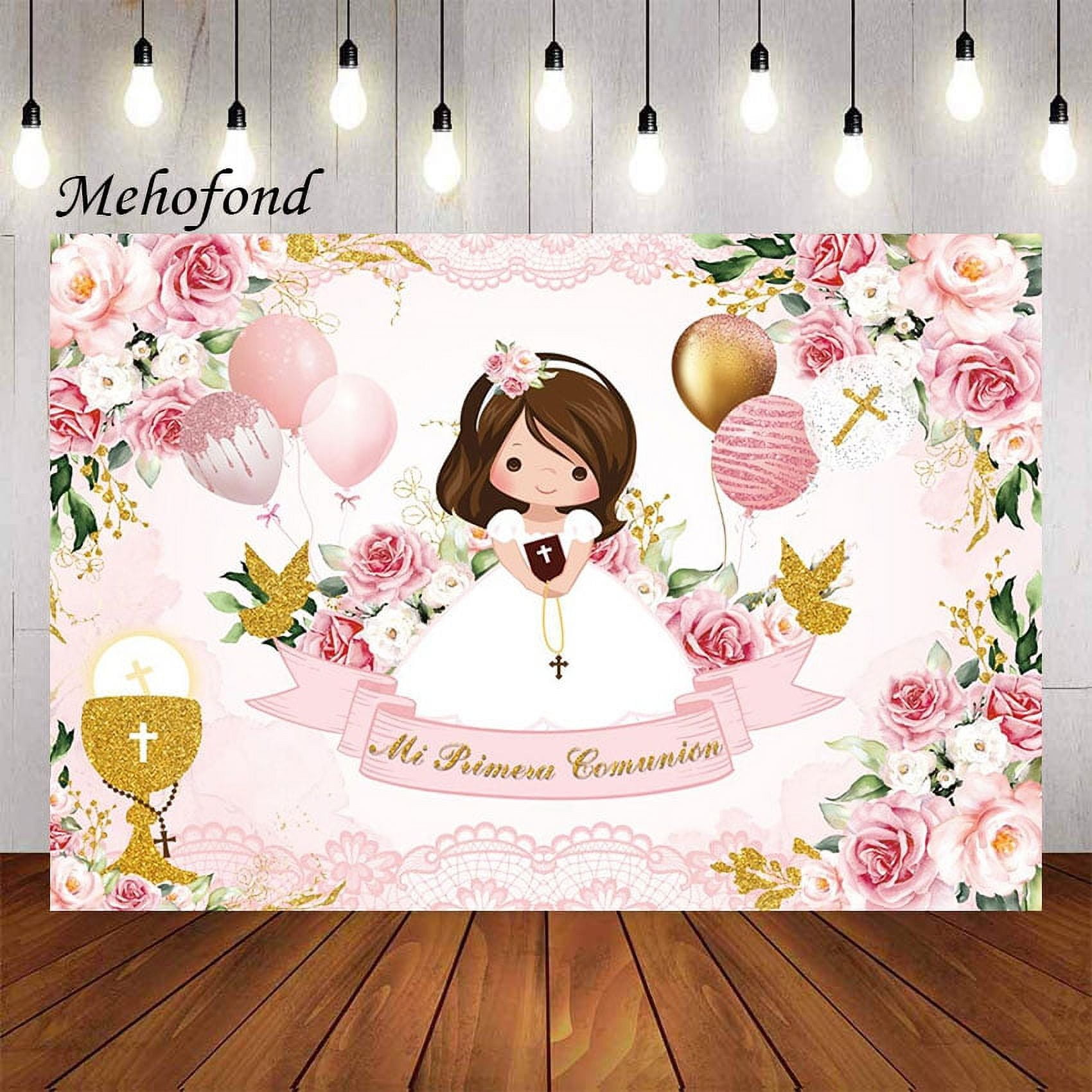 Mi Primera Comunion Kids Baptism Christening Party Floral Balloons r ...