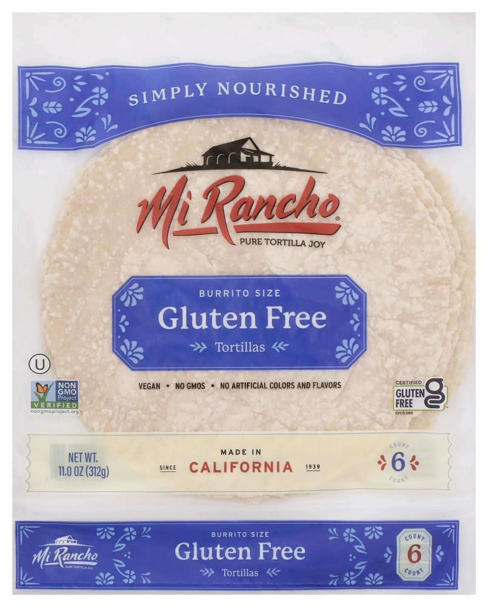 Mi Rancho Simply Nourished Gluten-Free Authentic Burrito Size Tortillas ...
