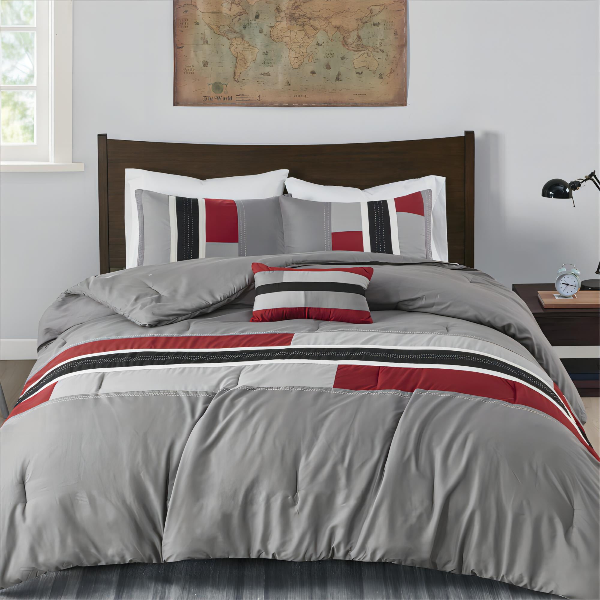 Mi Zone 100 Percent Polyester Peach Skin Printed Comforter Set in Red ...