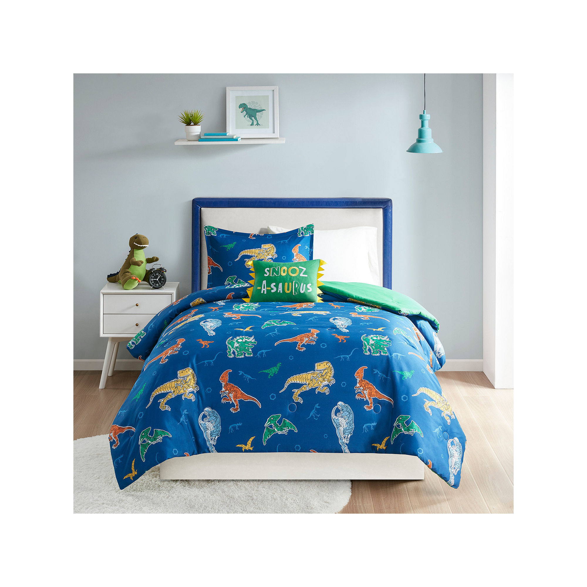 Mi Zone Kids Tyler Ultra-Soft Colorful Dinosaur Comforter Set With ...