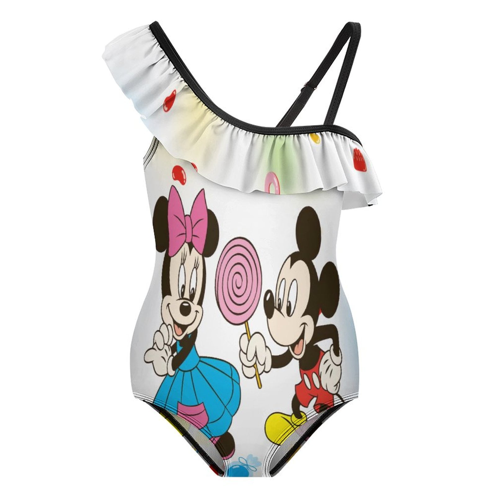Mi-ckey Min-nie Mouse Cute one-piece one-piece ruffled one-piece one ...
