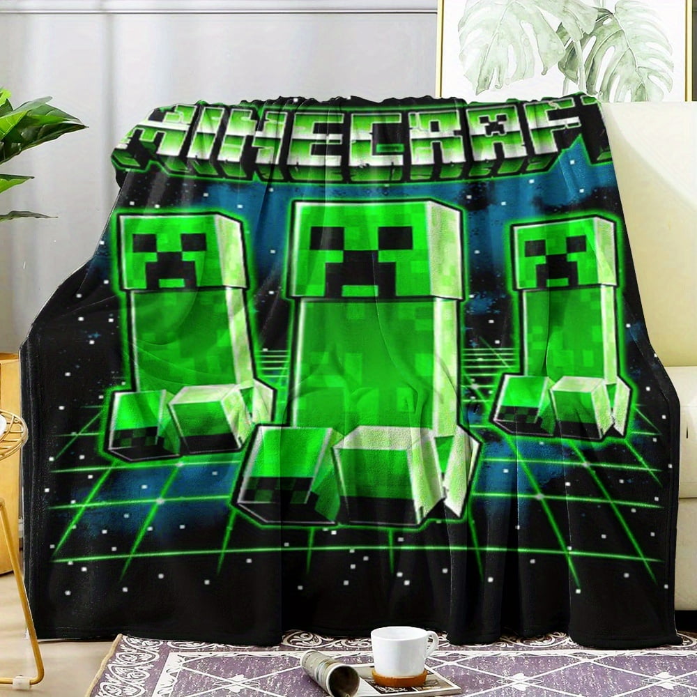 Mi-necraft Print Blanket - Soft Flannel All-Season Bedspread with ...