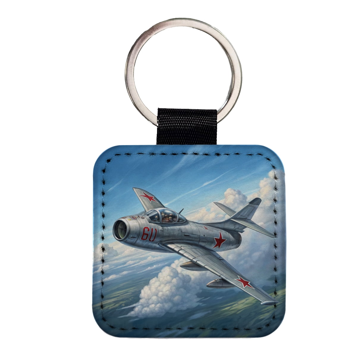 MiG-15 Russian Fighter Jet Plane Faux Leather Square Keychain - Walmart.com